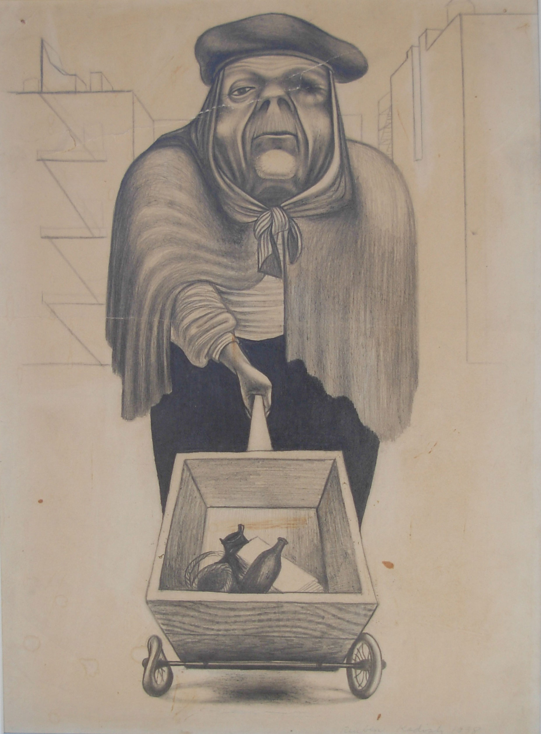 Blind Woman Pushing a Cart | Reuben Kadish